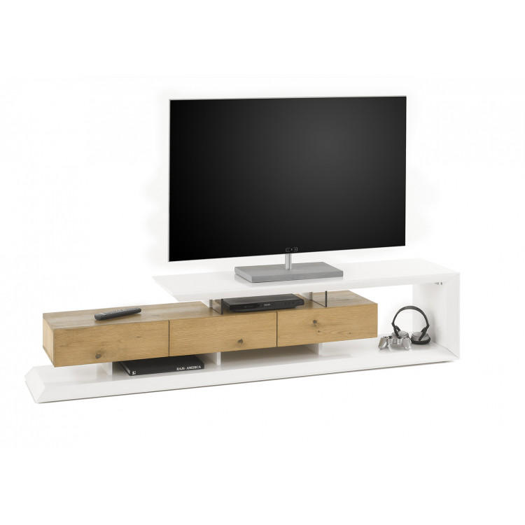 Meuble TV design blanc/chêne Emilia