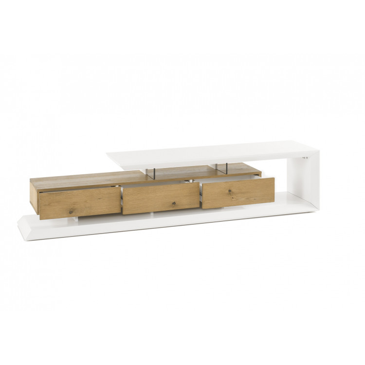 Meuble TV design blanc/chêne Emilia