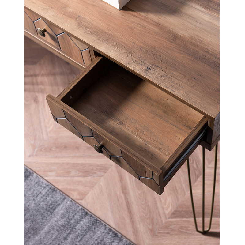 Console industrielle coloris chêne Hermione