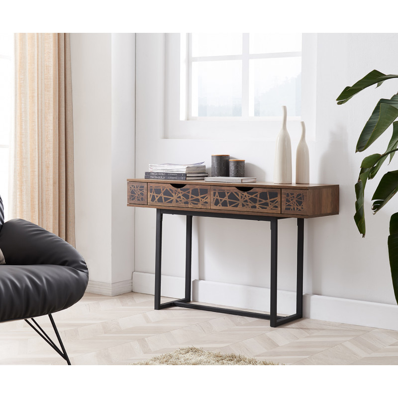 Console industrielle coloris chêne Teresa