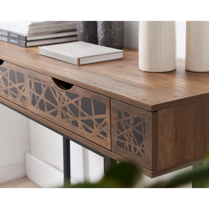 Console industrielle coloris chêne Teresa