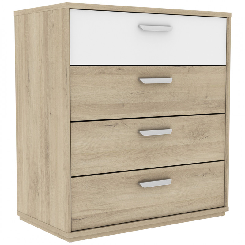Commode adulte contemporaine chêne/blanc Sandrine