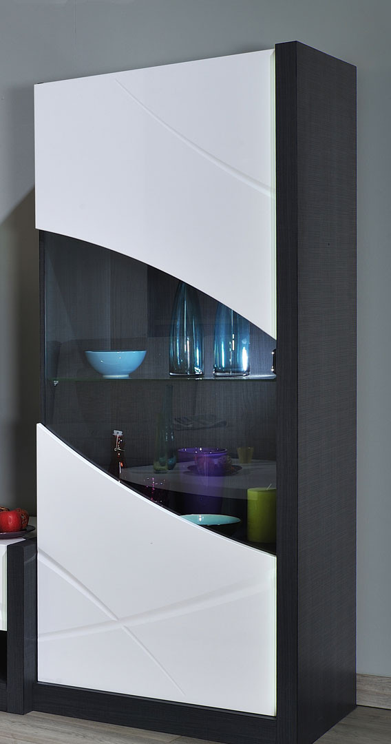 Vitrine moderne blanc/noir Eclipse